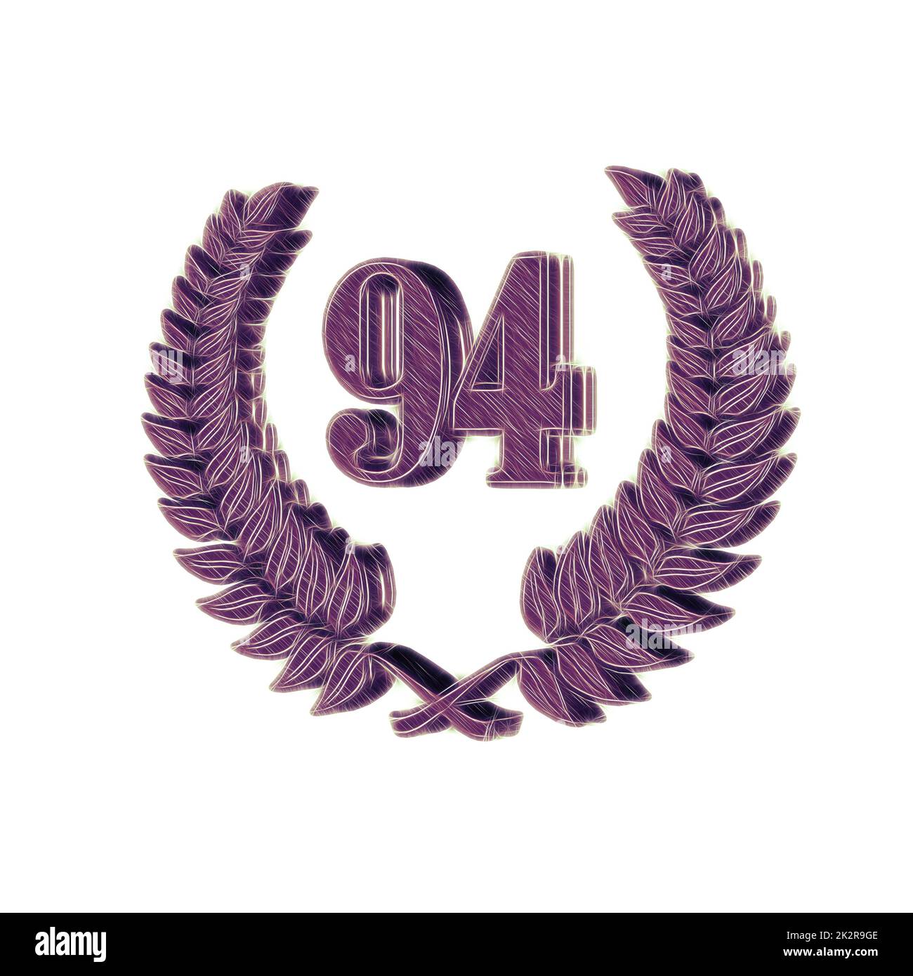 Number 94 with laurel wreath or honor wreath as a 3D-illustration, 3D ...