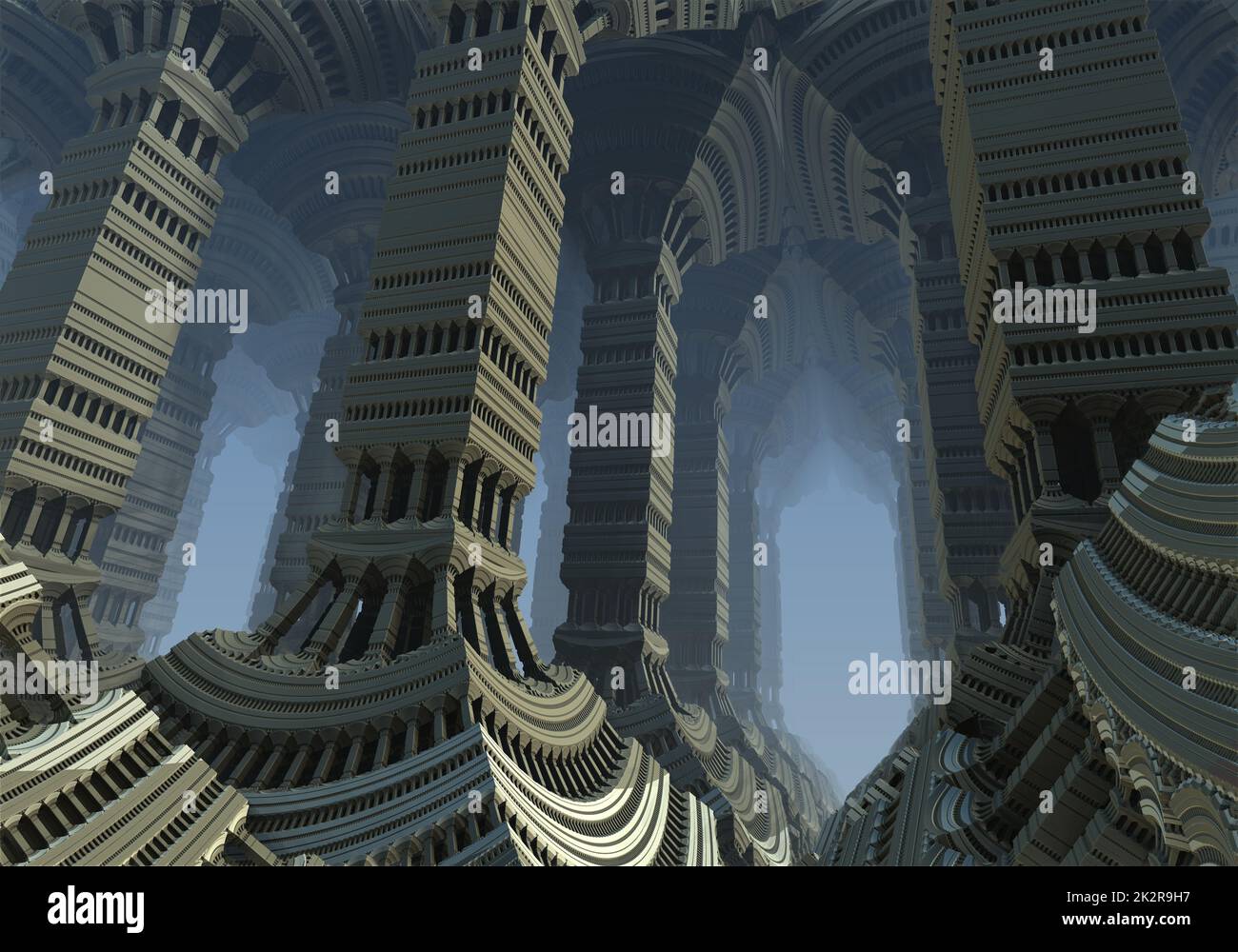 Abstract Computer generated Fractal design. 3D Aliens Illustration of a ...