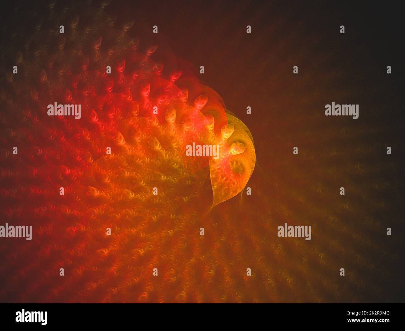 Abstract fractal art background, suggestive of fire flames and hot wave ...