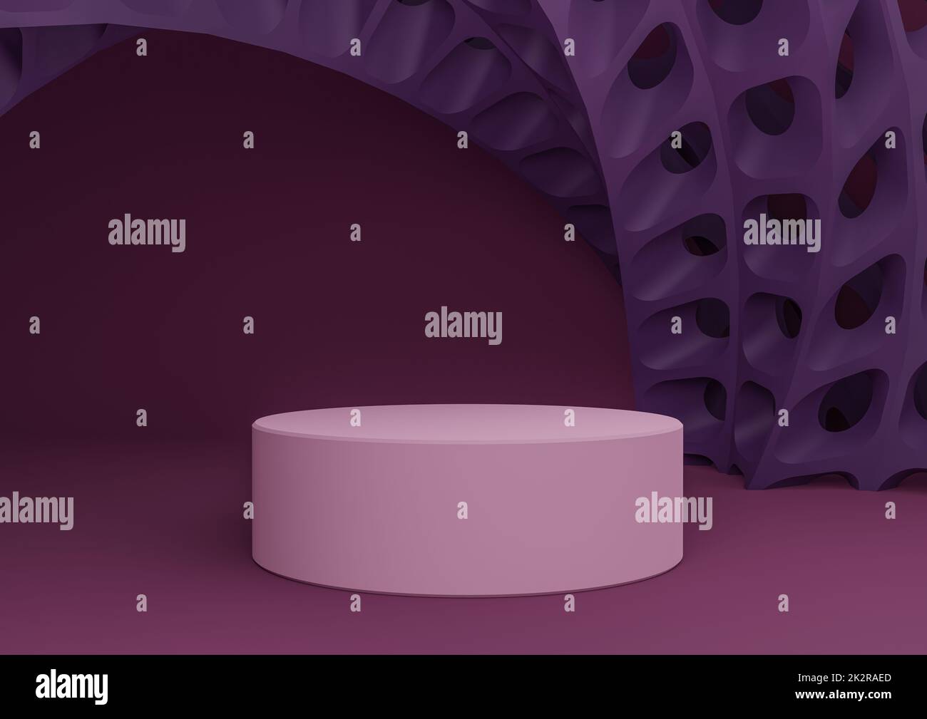 Dark magenta, purple 3D rendering product display with cylinder stand ...