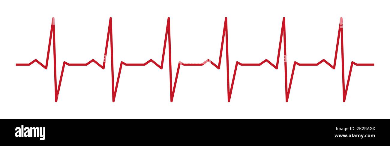 Heart pulse - curved red line on white background, medical tests ...