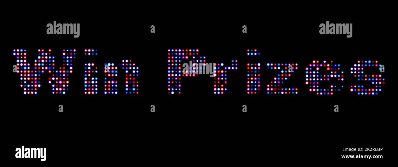 Win prices led text Stock Photo - Alamy