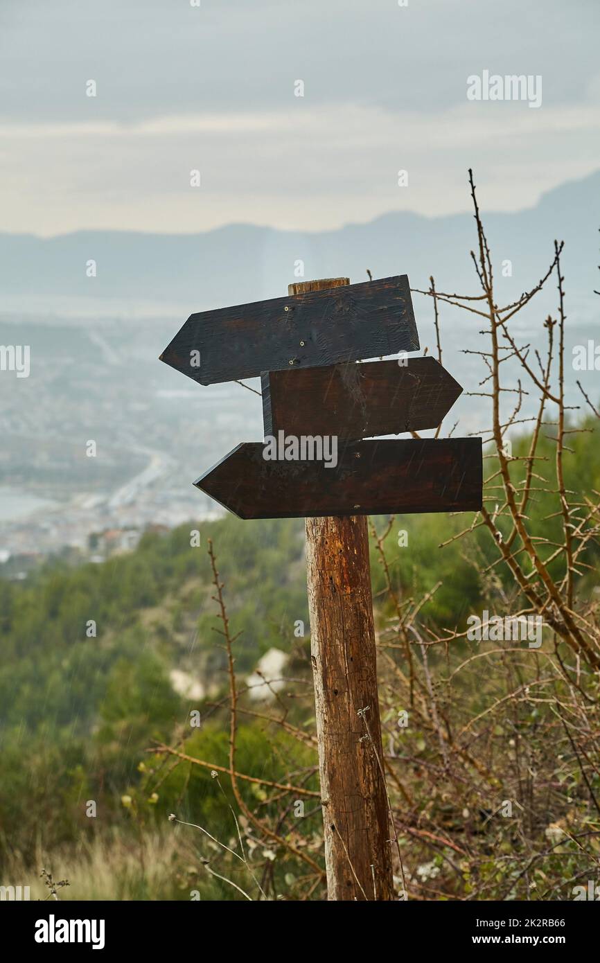 Hiking Direction Sign on Trail Stock Photo - Alamy