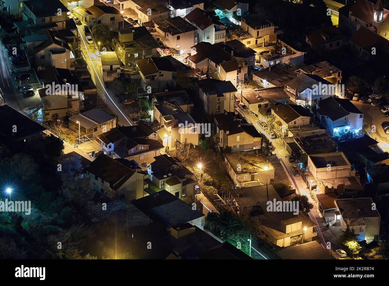 Mediterranean town at night Stock Photo - Alamy