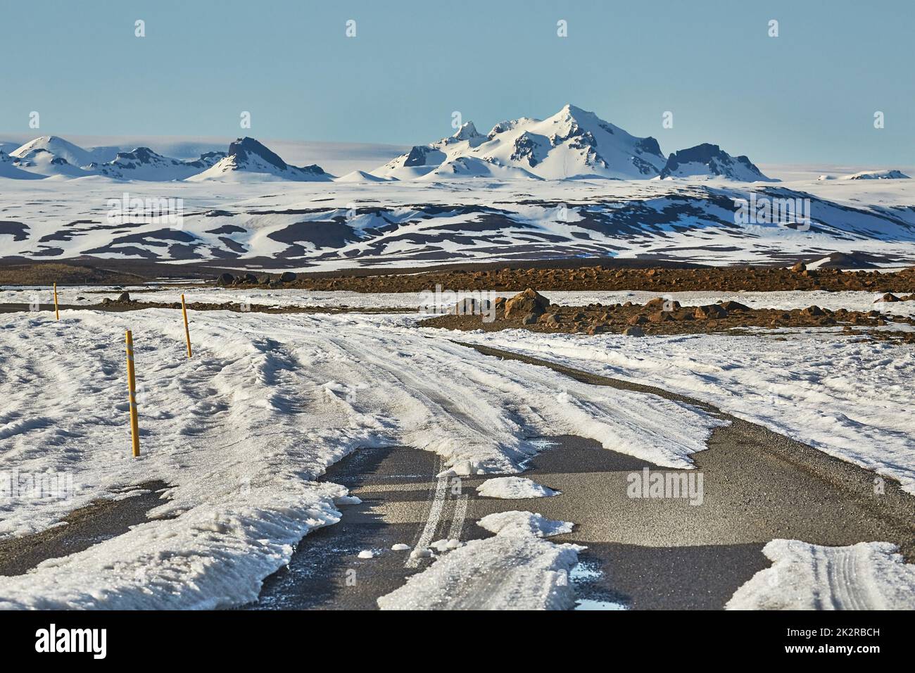 Road with snow and ice Stock Photo - Alamy