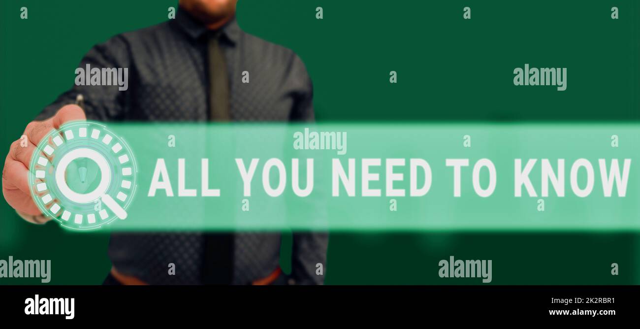 Sign displaying All You Need To Know. Concept meaning Tell only the Facts and Important ones ...