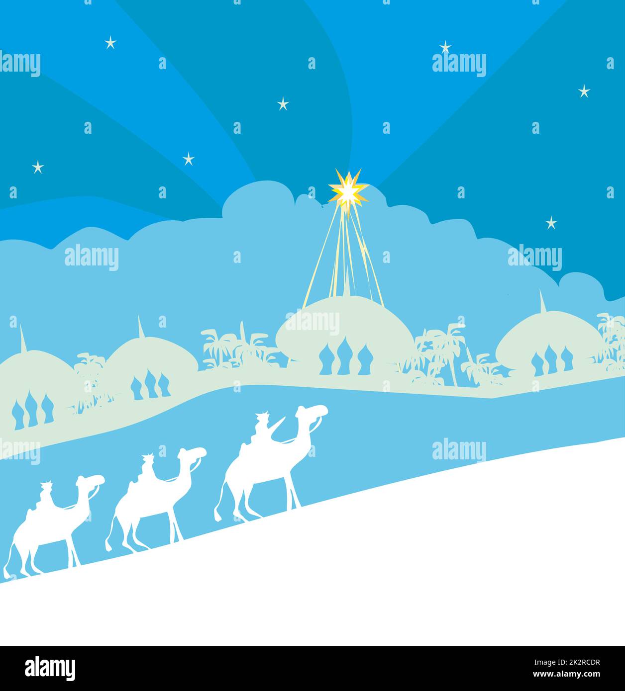 Classic three wise men scene and shining star of Bethlehem Stock Photo ...