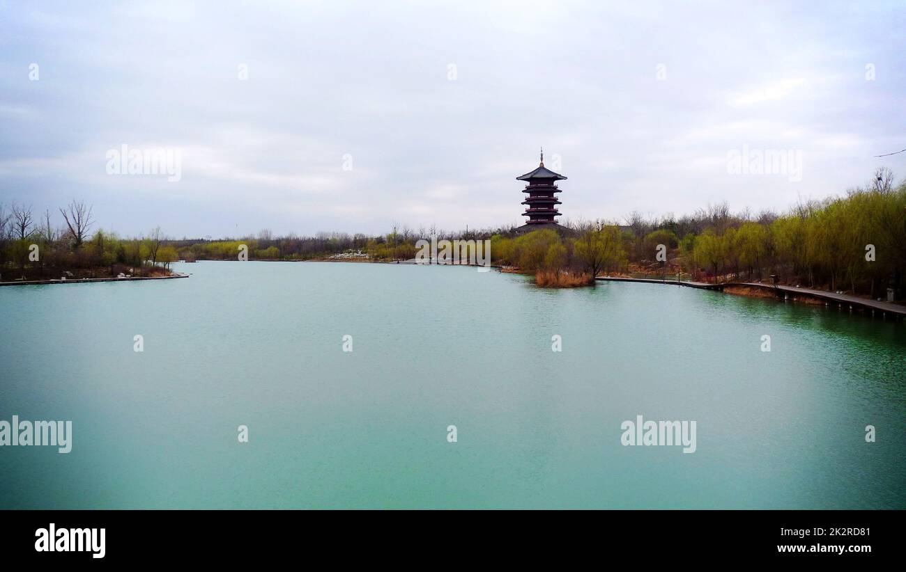 The beautiful scenery of Weifang National Wetland Park, Shandong, China ...