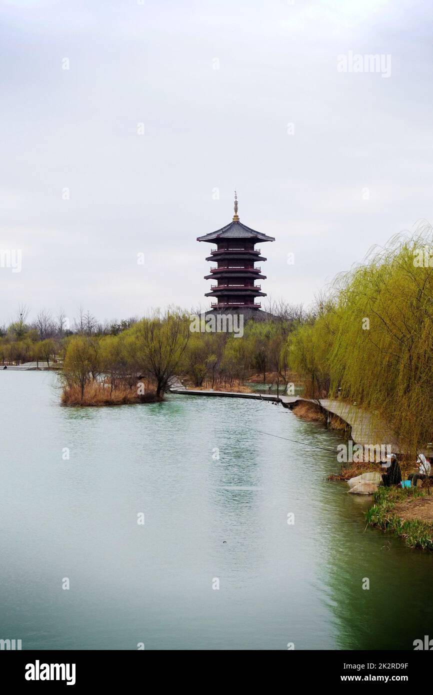 The beautiful scenery of Weifang National Wetland Park, Shandong, China ...