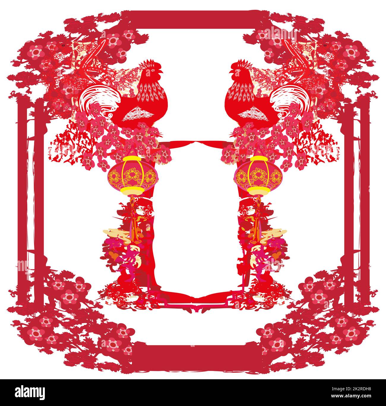 year of rooster - New Year greeting card design Stock Photo - Alamy
