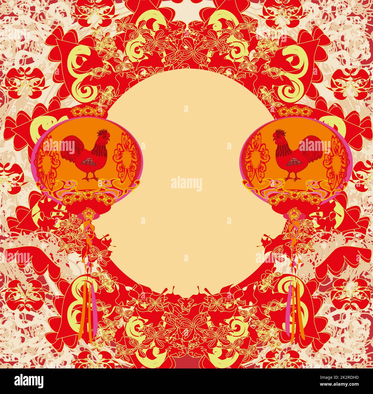 Year of rooster - New Year greeting card design Stock Photo - Alamy