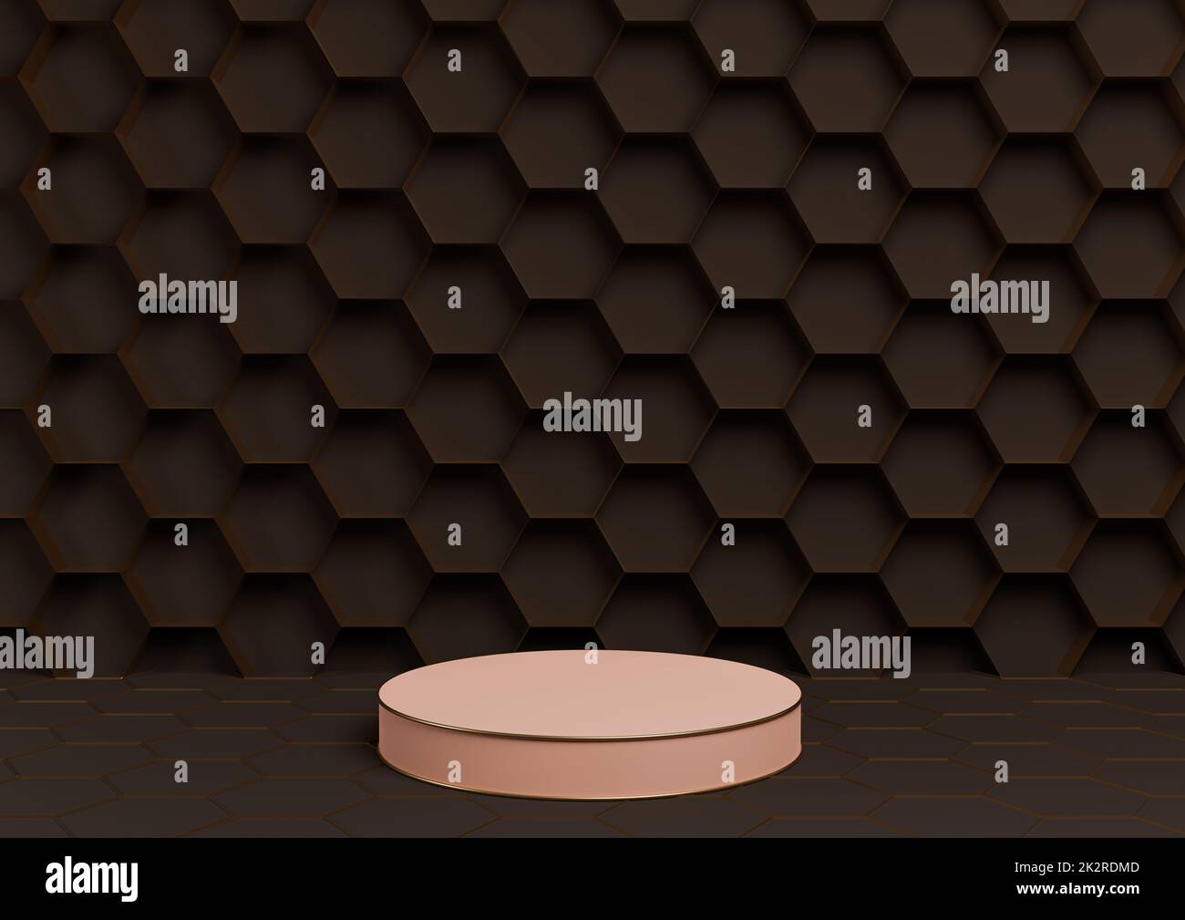 Dark brown 3D rendering product display podium luxurious golden ...