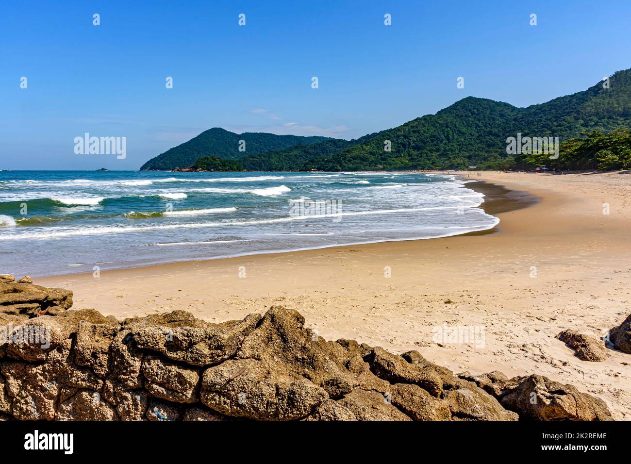 Beautiful tropical beach surrounded by rainforest Stock Photo - Alamy