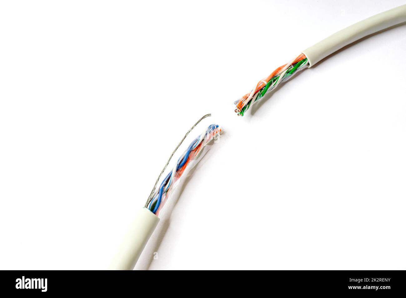 Cut up white network cable or patch cable in cross section Stock Photo ...