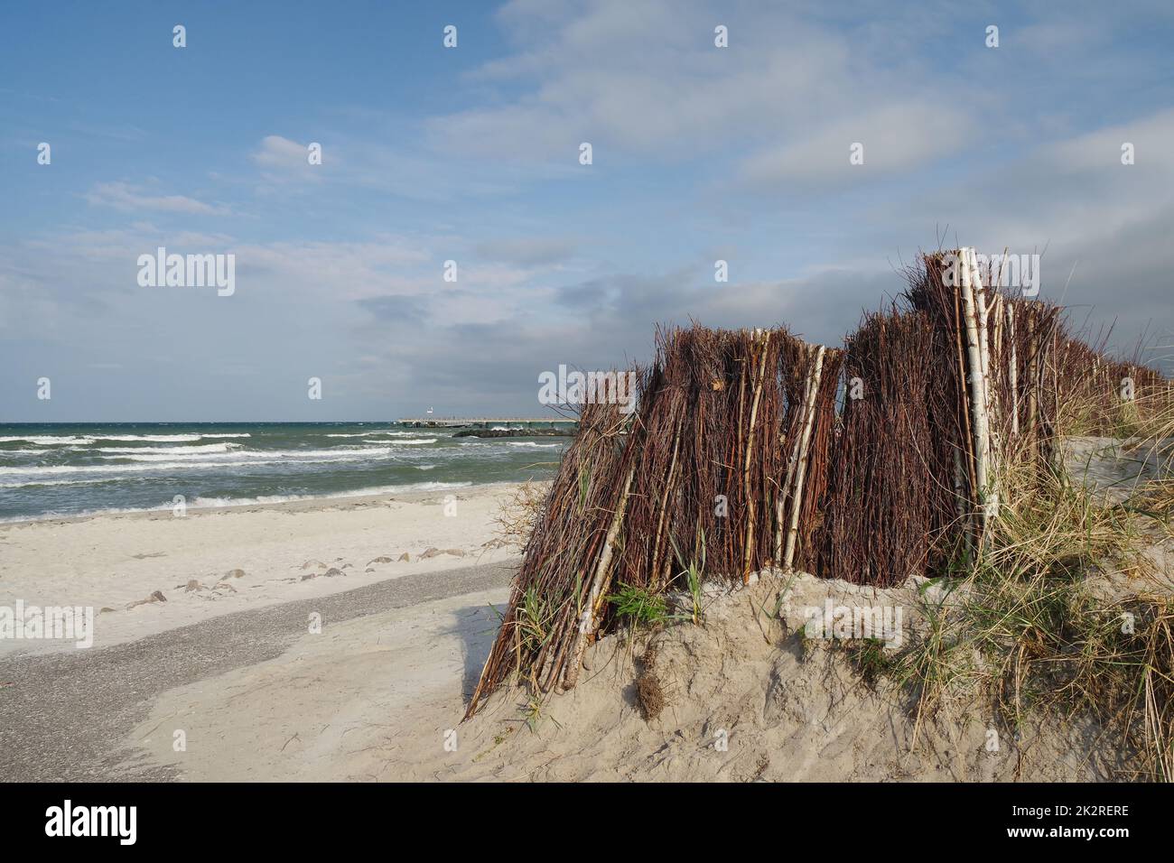 Dunes, beach, Baltic Sea and sea bridge, SchÃ¶nberger Strand, SchÃ ...