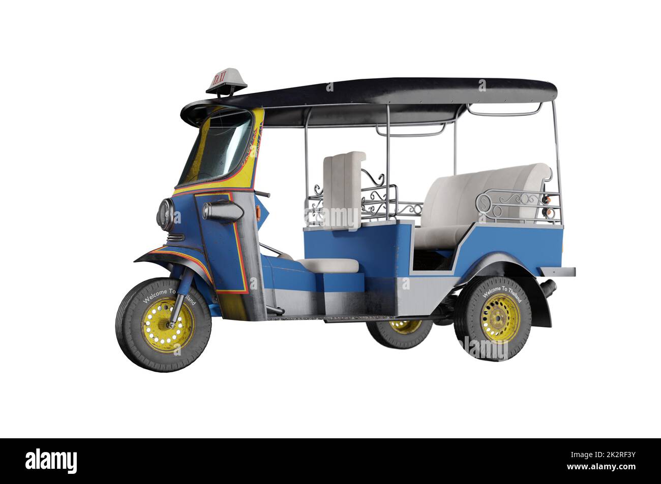 3d illustration. perspective view . Thailand three wheel native taxi ...