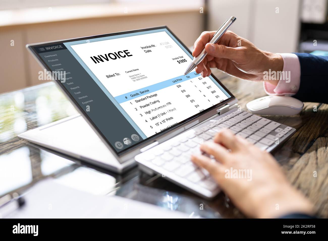 African Woman Using Electronic Invoice Bill Stock Photo - Alamy