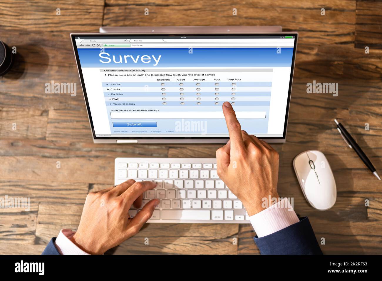 Businessperson Filling Online Survey Form Stock Photo - Alamy