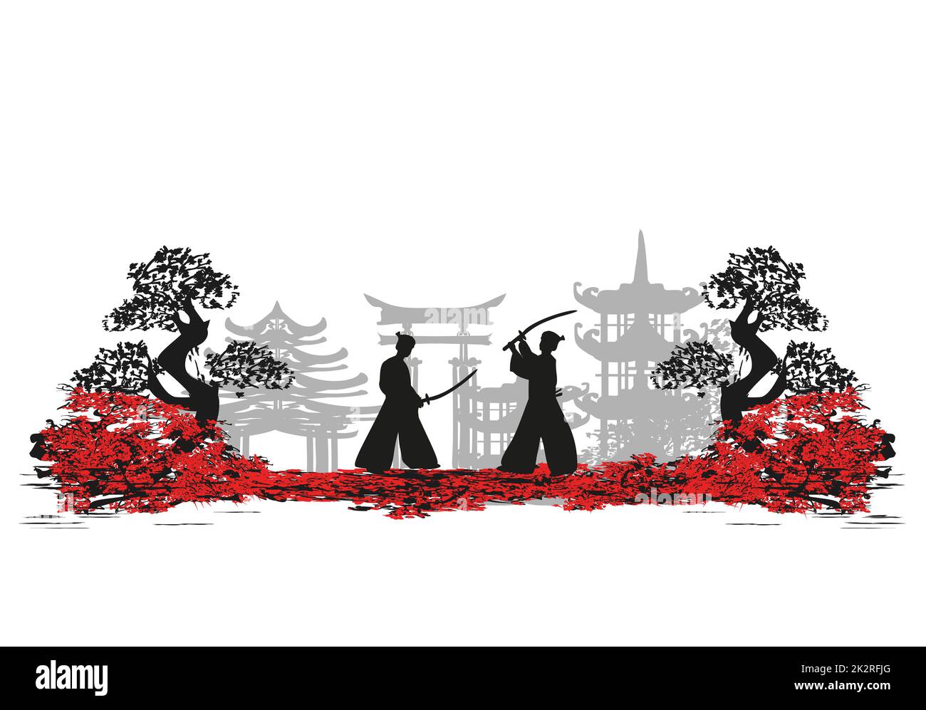 Japanese Samurai fighters card Stock Photo - Alamy