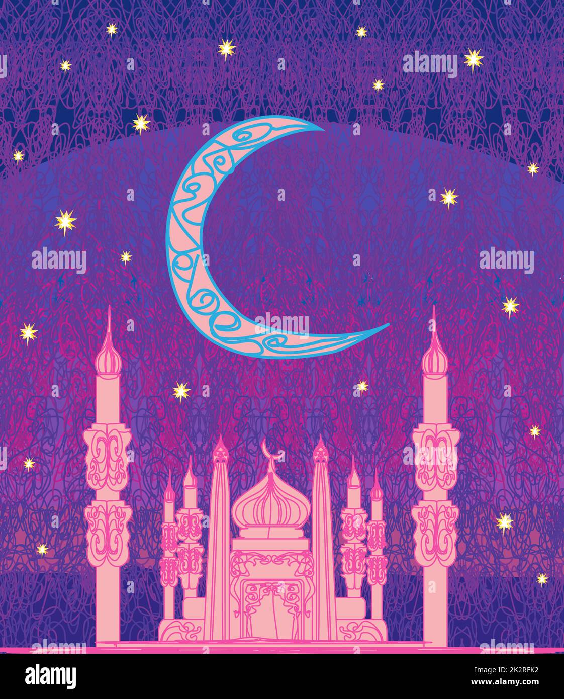 Ramadan background - mosque illustration card Stock Photo - Alamy