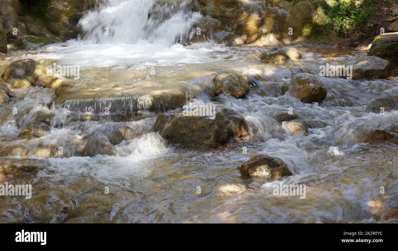 White water Mountain stream and Waterfall mountain stream with rocks ...