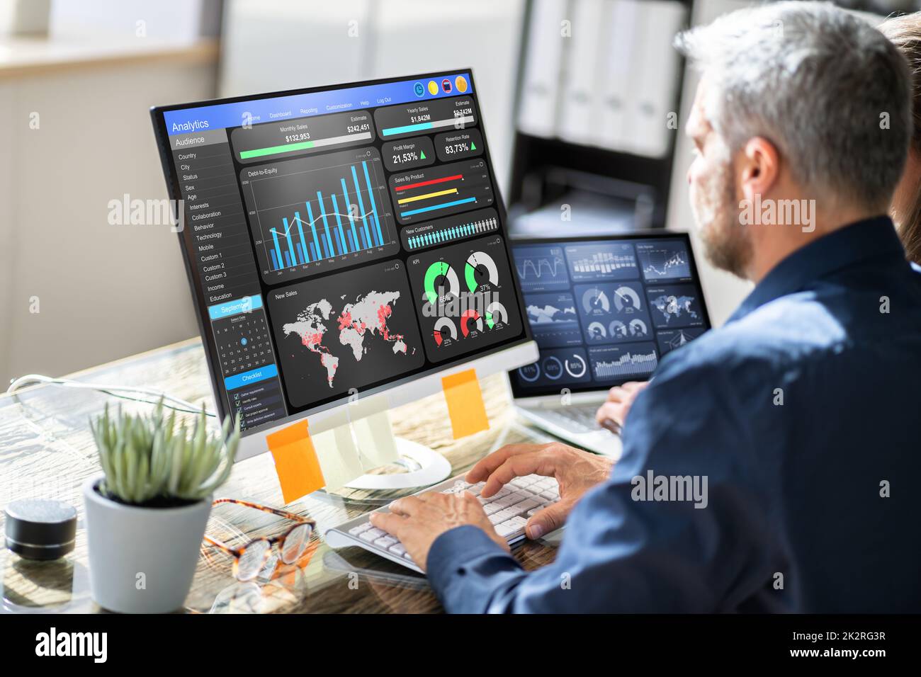 Data Analyst Using Data Analytics KPI Stock Photo - Alamy