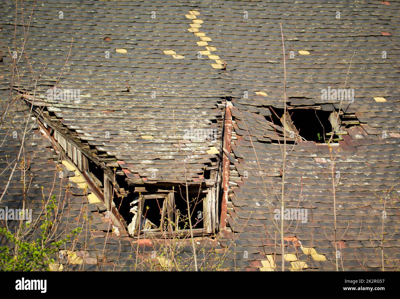 An example of roof damage. A roof that is subject to decay Stock Photo ...