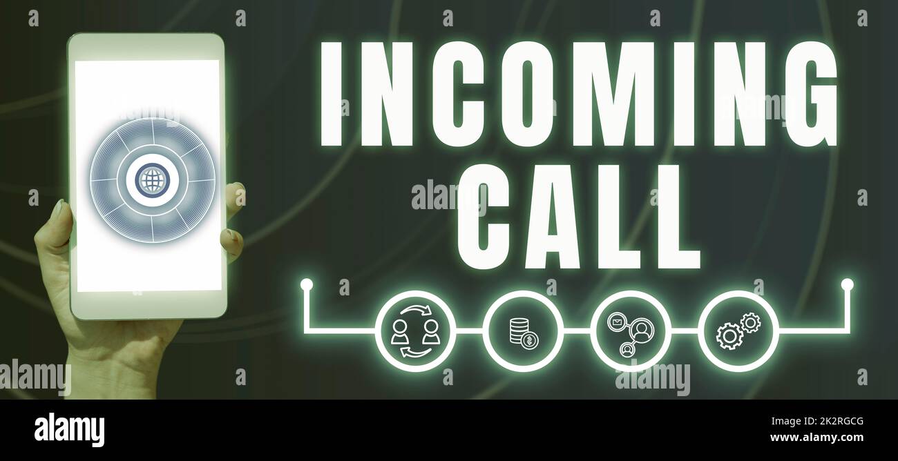 Sign displaying Incoming Call. Business concept Inbound Received Caller ...