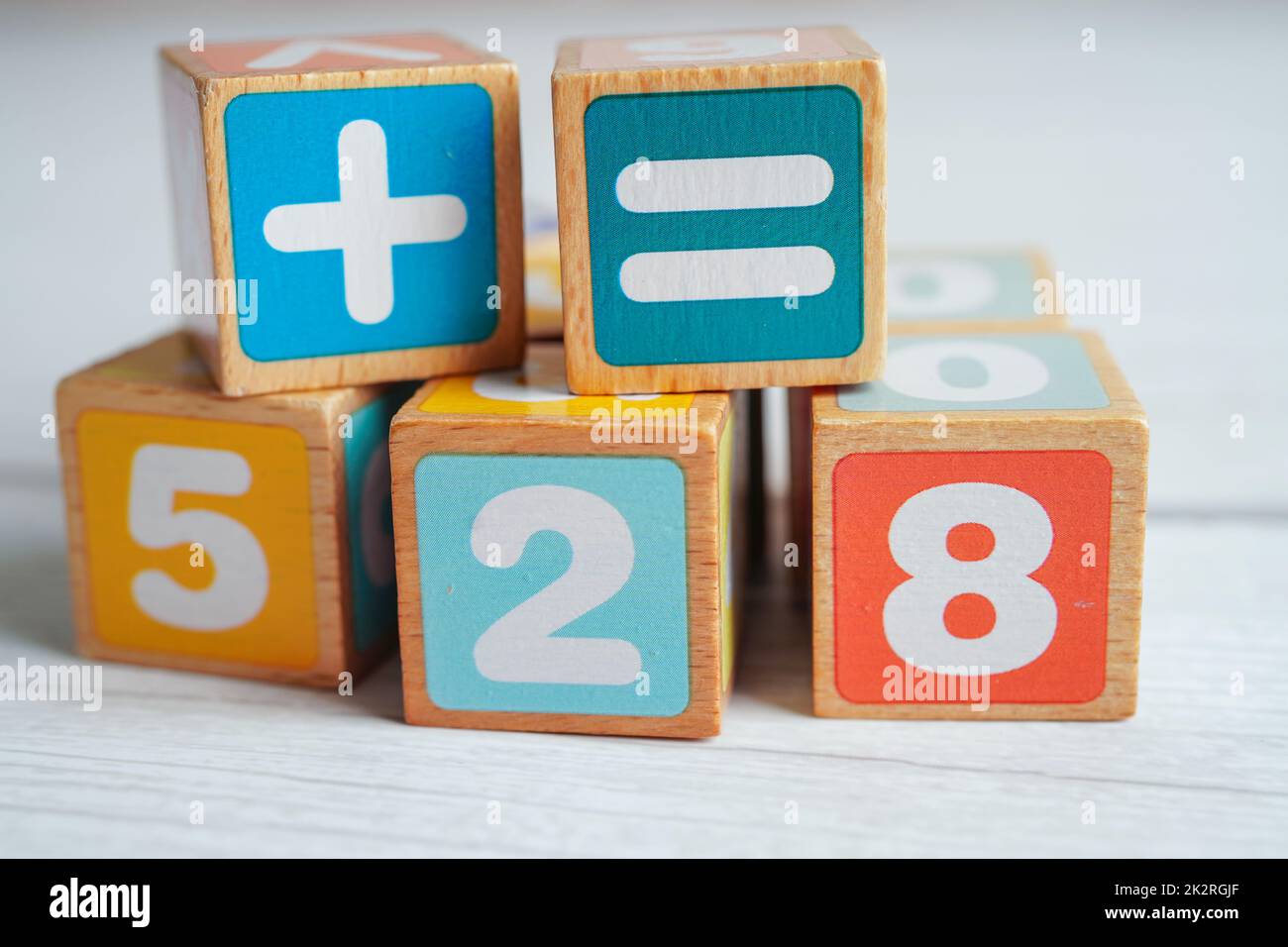 Number wood block cubes for learning Mathematic, education math concept ...