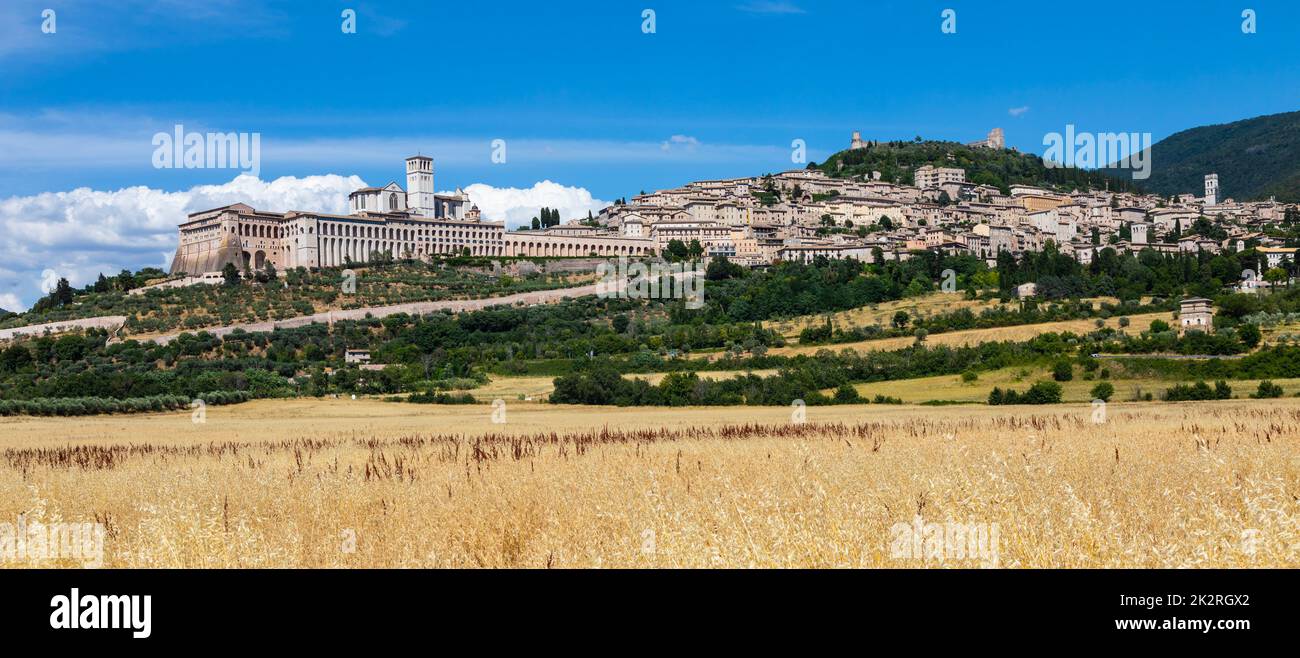 Assisi village in Umbria region, Italy. The town is famous for the most ...