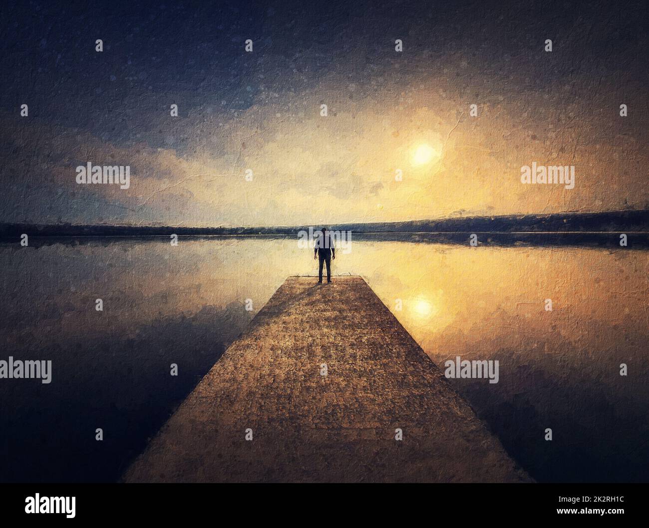 Lonely Man Walking Painting