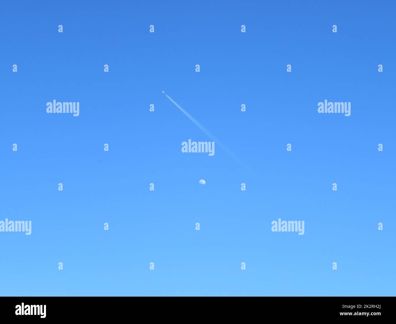 beautiful photo of the moon with plane crossing travel Stock Photo - Alamy