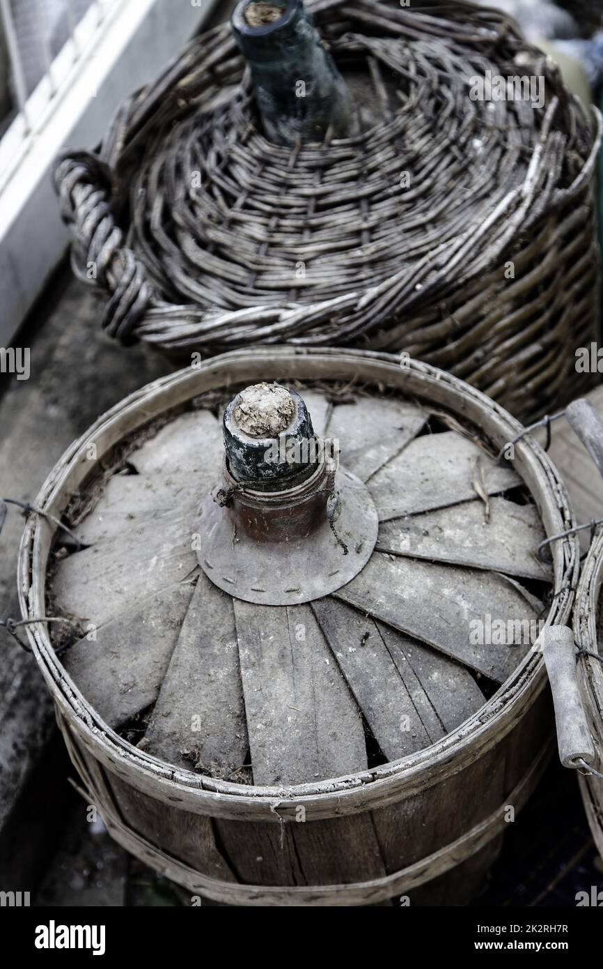 Old glass jars for wine Stock Photo - Alamy