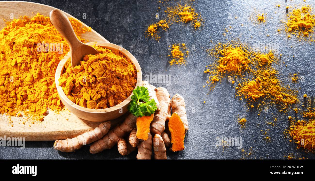 Turmeric root composition hi-res stock photography and images - Alamy