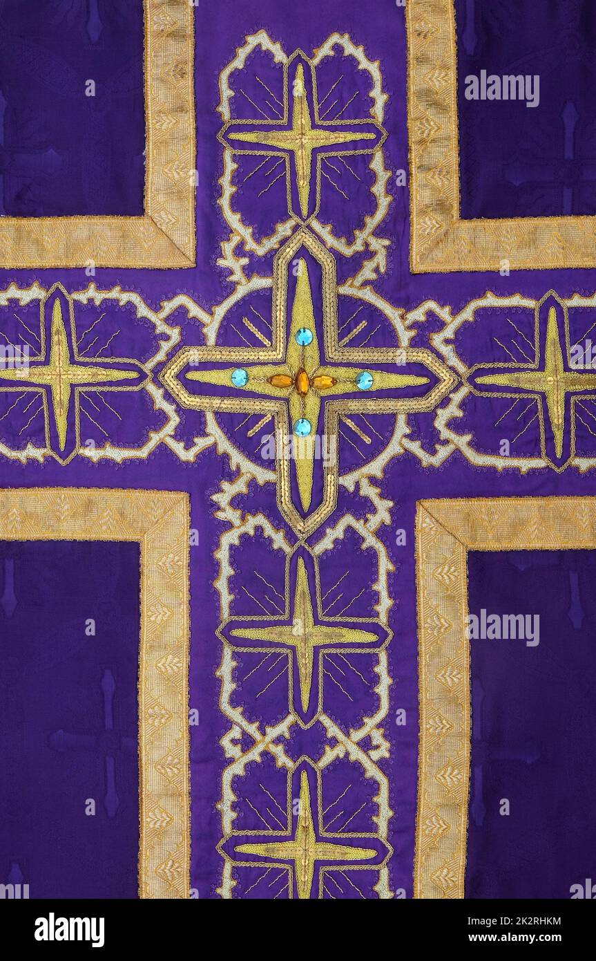 Gold embroidered church chasubles Stock Photo - Alamy