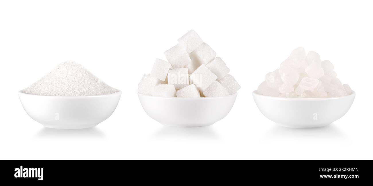 Set of of white sugar isolated on white background Stock Photo - Alamy