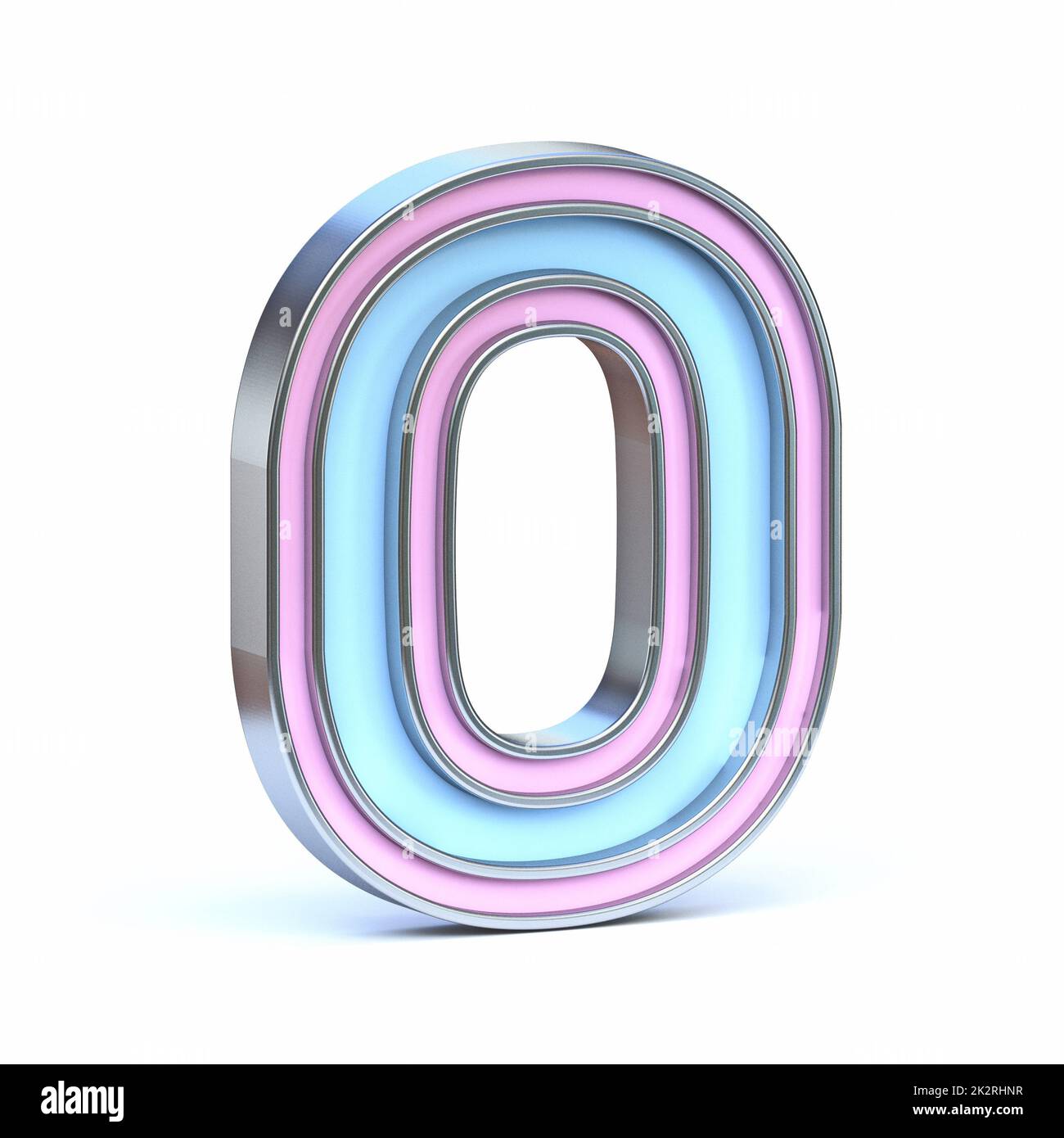 Blue and pink metal font Number 0 ZERO 3D Stock Photo - Alamy