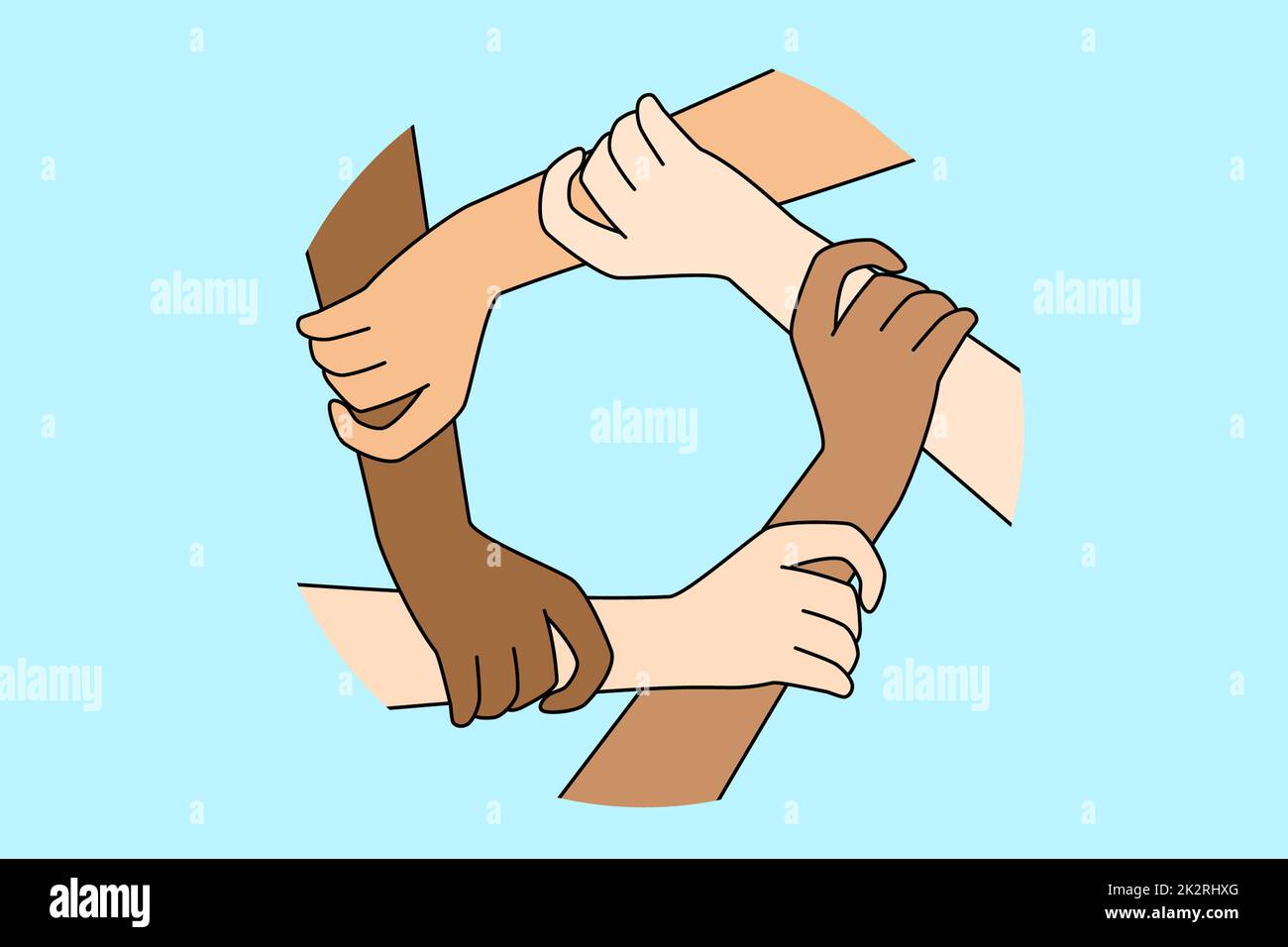 Multiracial people join hands in circle Stock Photo - Alamy
