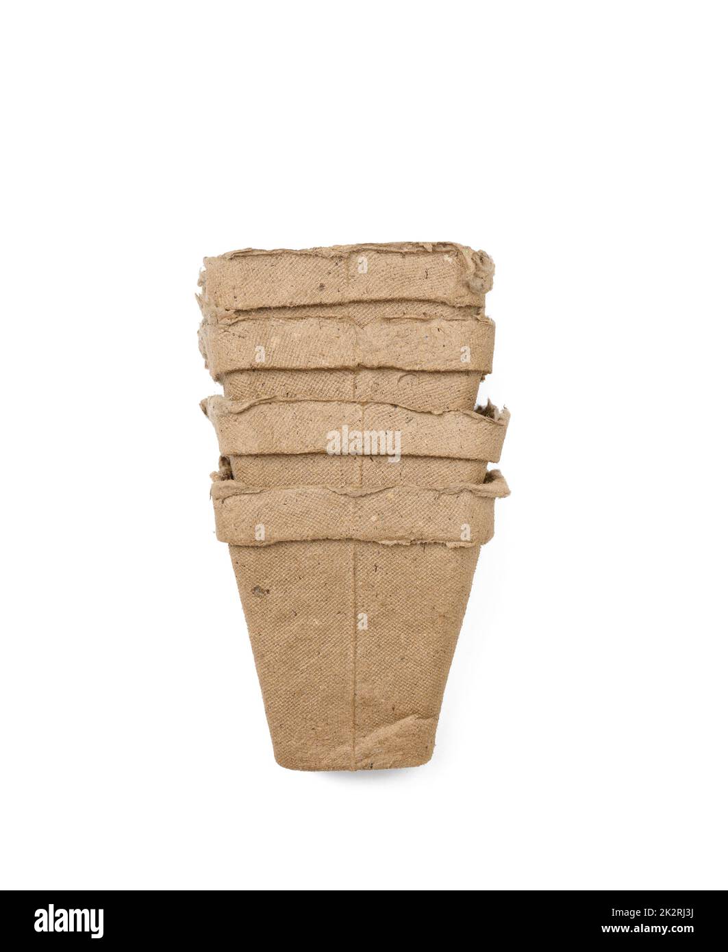 Empty paper pots for planting seed on white isolated background, set ...