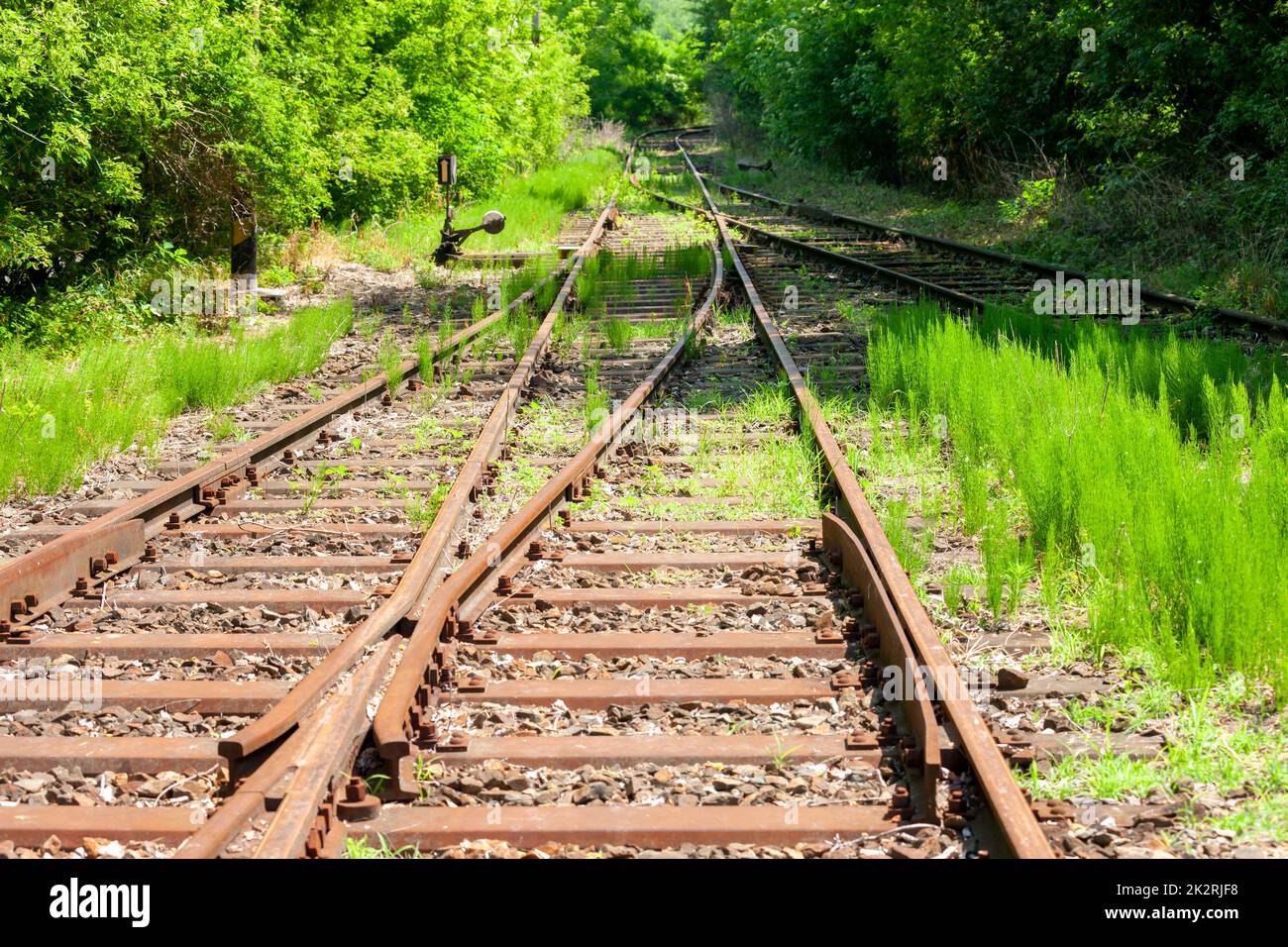 the rail swith on old rails Stock Photo - Alamy