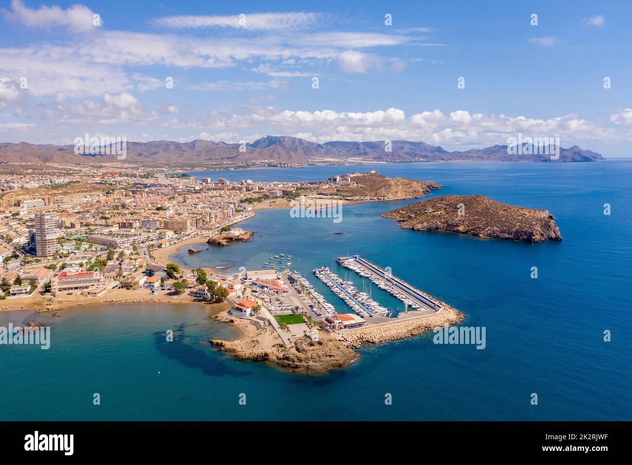 landscape photography from a drone view of the beaches of mazarron and ...