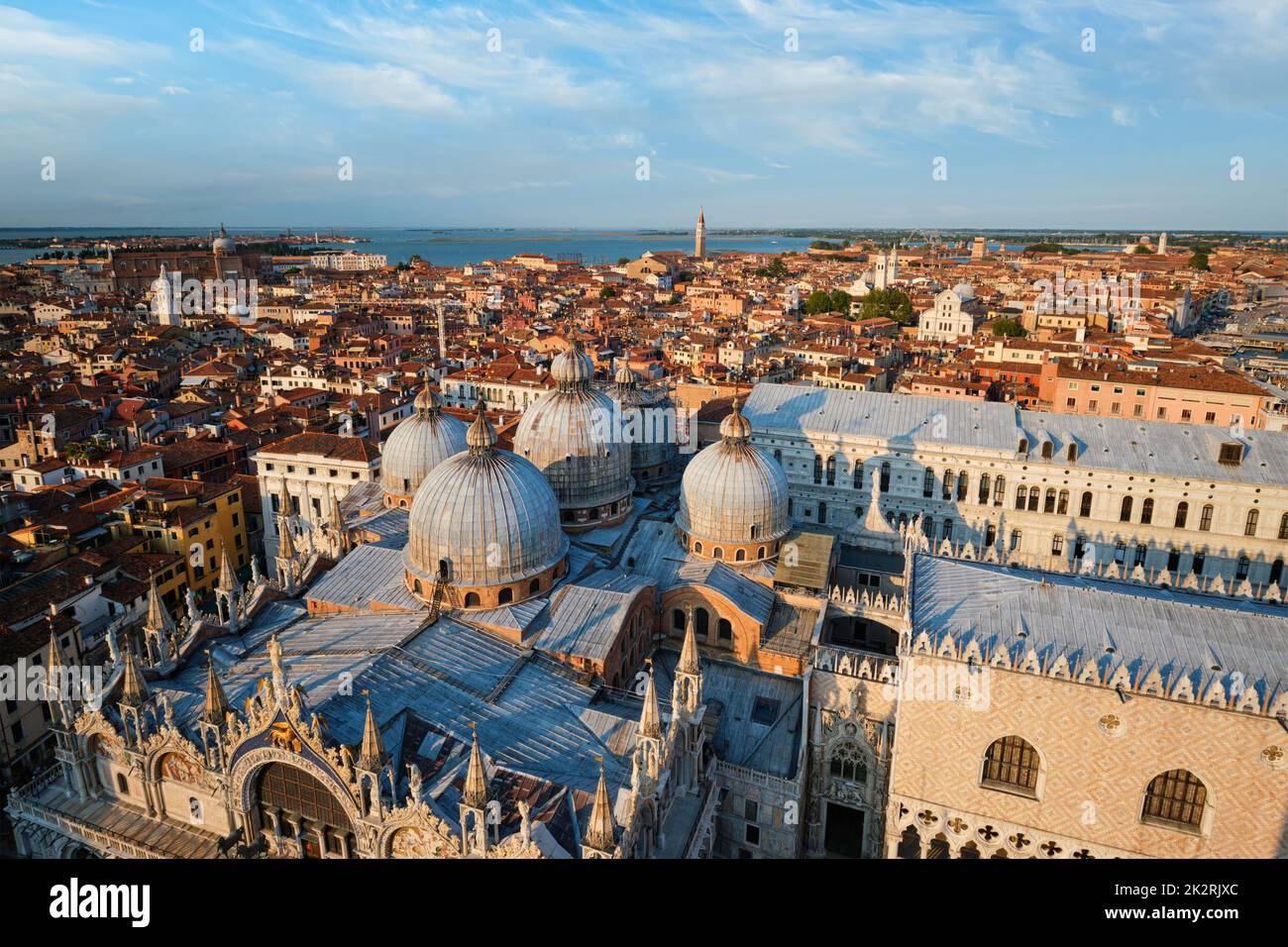 Aerial view of Venice with St Mark's Basilica and Doge's Palace. Venice ...