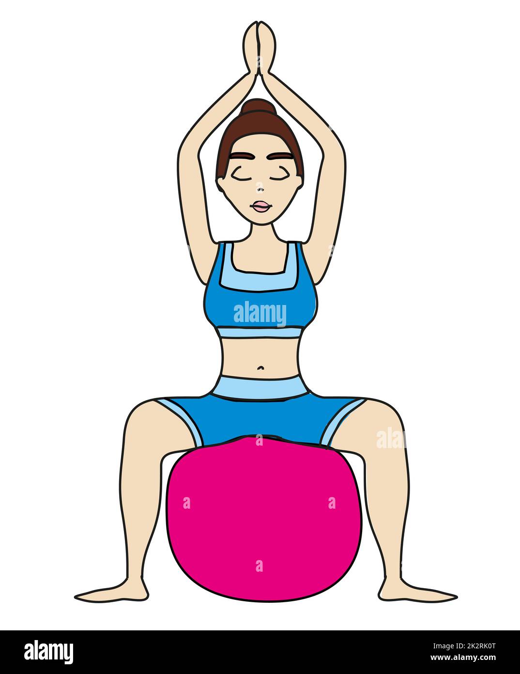 woman with a pilates ball - Doodle illustration Stock Photo - Alamy