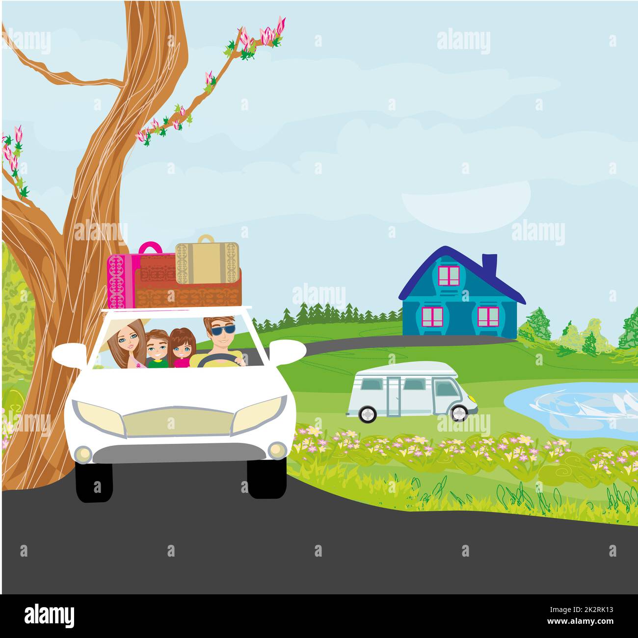 Vector illustration of a family car hi-res stock photography and images ...