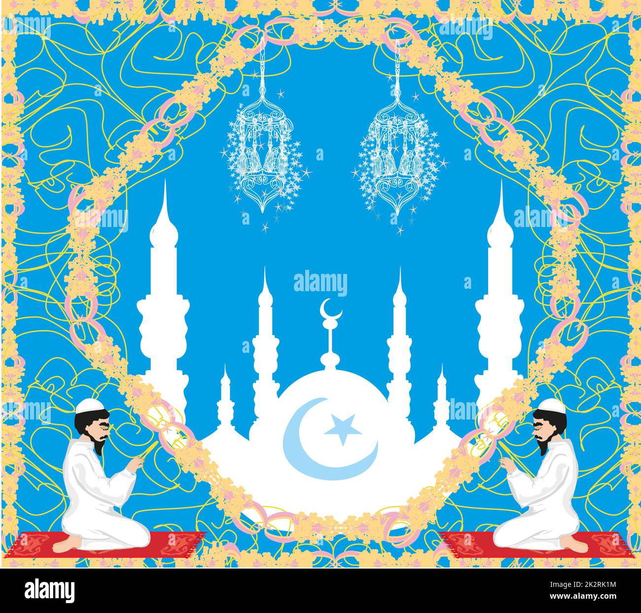 Abstract religious card - muslim man praying Stock Photo - Alamy