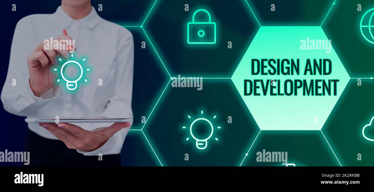 Text showing inspiration Design And Development. Concept meaning ...