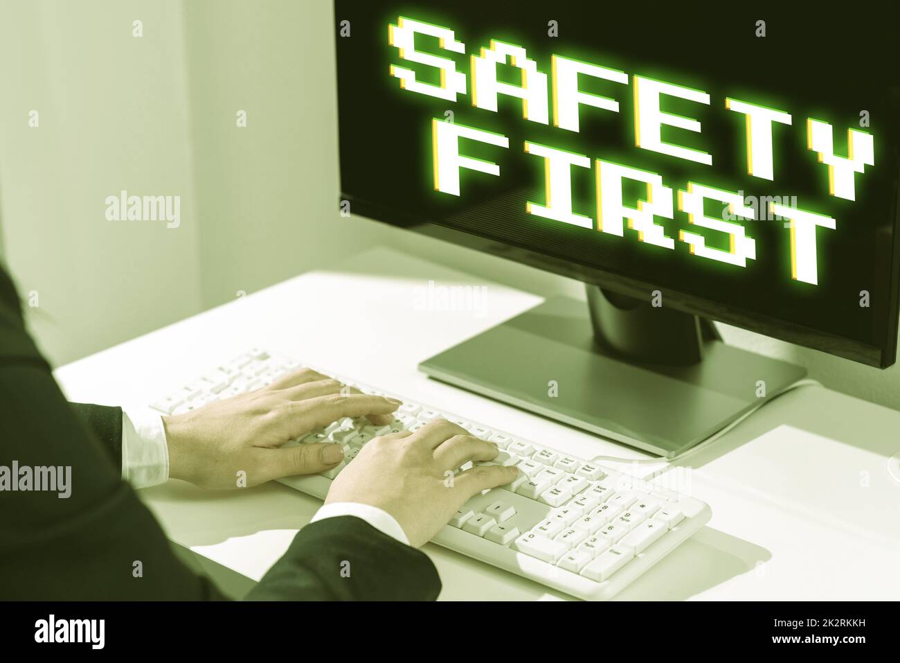 Inspiration showing sign Safety First. Business overview Avoid any ...