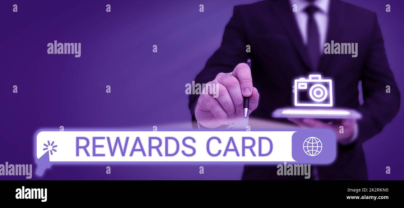 Conceptual caption Rewards Card. Conceptual photo Help earn cash points ...