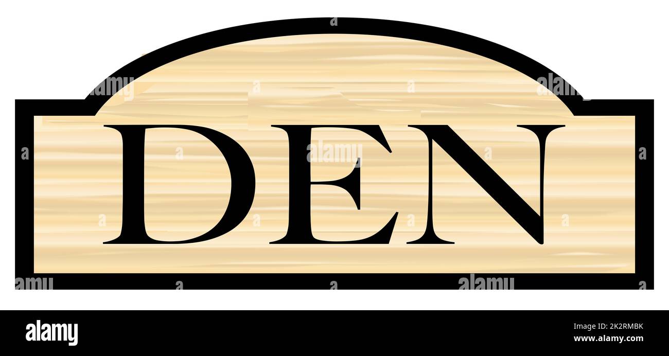 Wooden Den Sign Stock Photo - Alamy