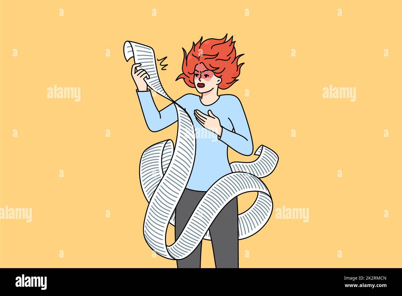 Unhappy woman with list of plans and tasks Stock Photo - Alamy